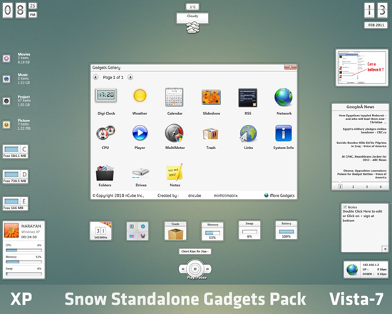 Snow Standalone Gadgets Pack For Windows